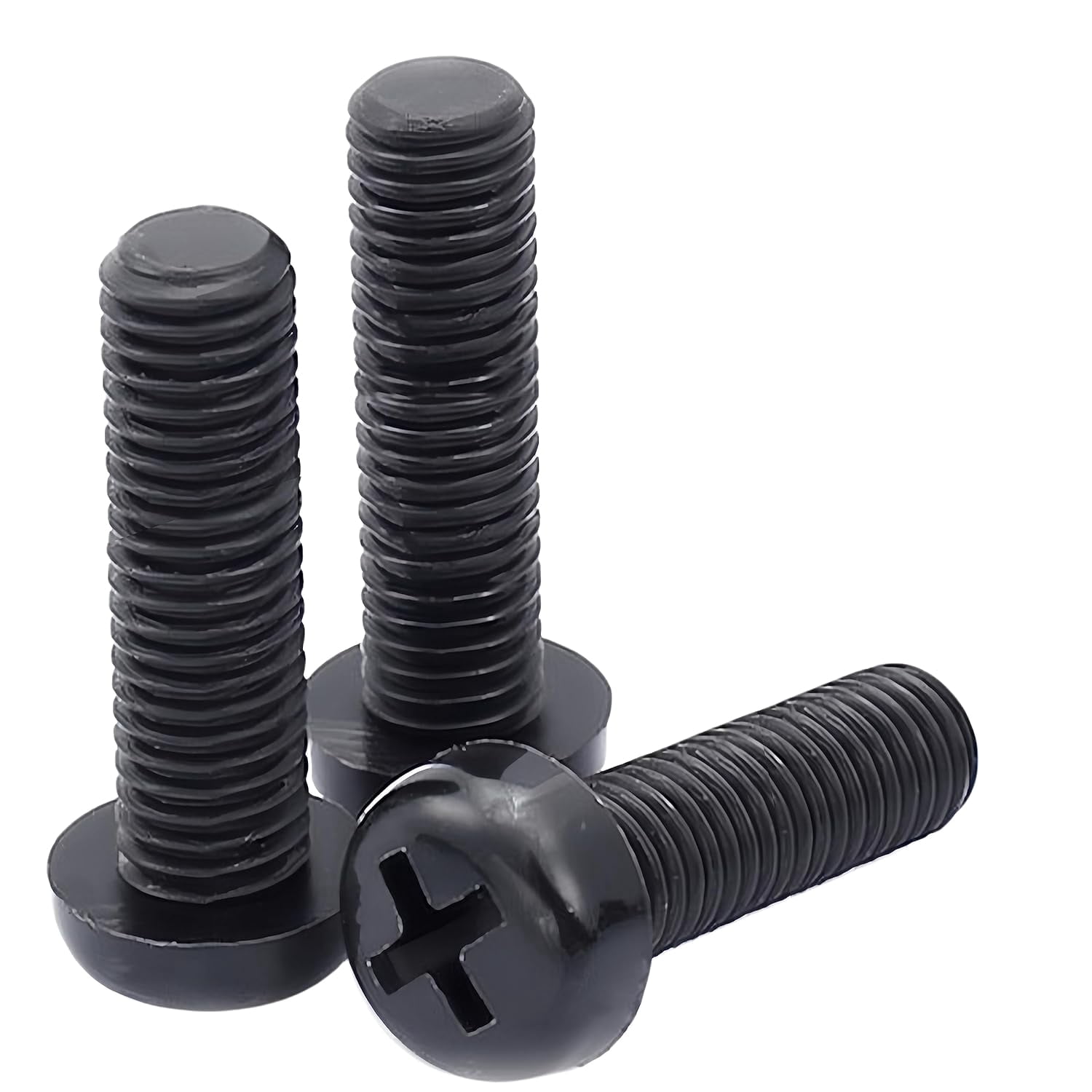 Wellsay M3 x 15mm Black Pan Round Head Nylon Mane Screw Bolt Fastener ...