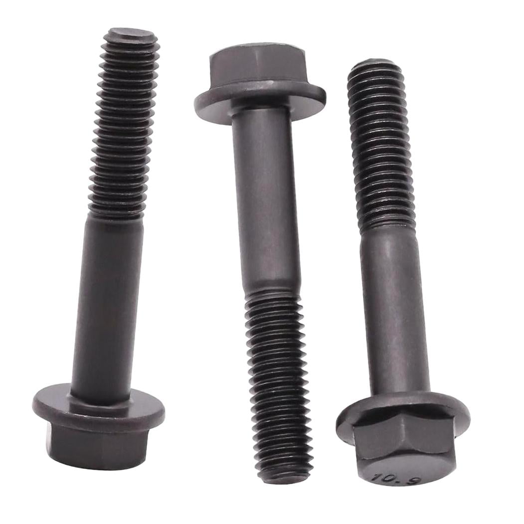Wellsay M8-1.25 x 65mm (10 Pack) Flanged Hex Bolts, Hex Flange Screws, Oxide , 10.9 Grade Alloy ...