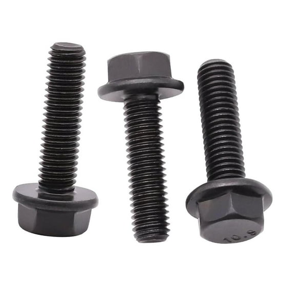 Wellsay M8-1.25 x 65mm (10 Pack) Flanged Hex Bolts, Hex Flange Screws, Oxide , 10.9 Grade Alloy ...