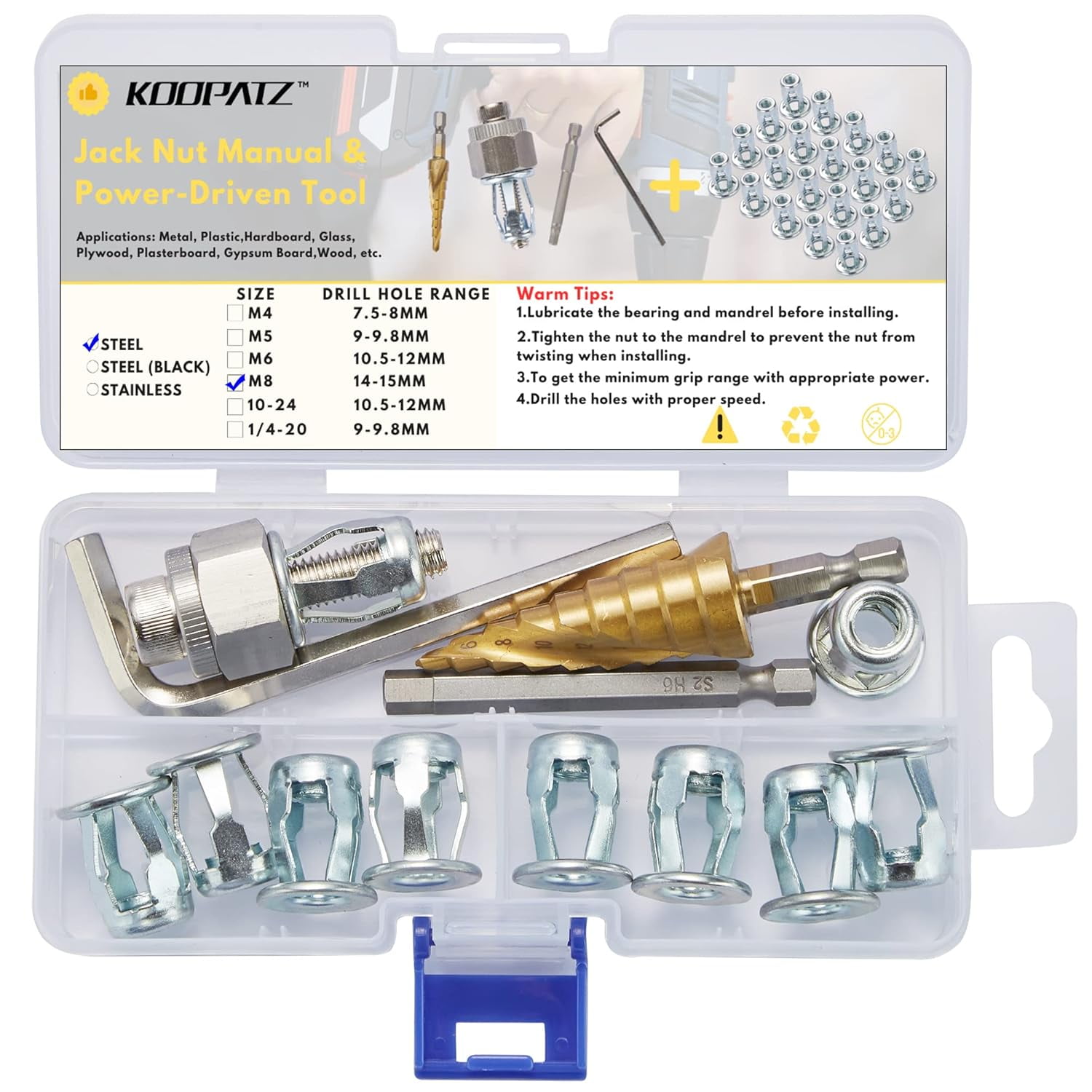 Wellsay M8 Jack Nut with Installation Tool Threaded Insert Petal Nuts ...