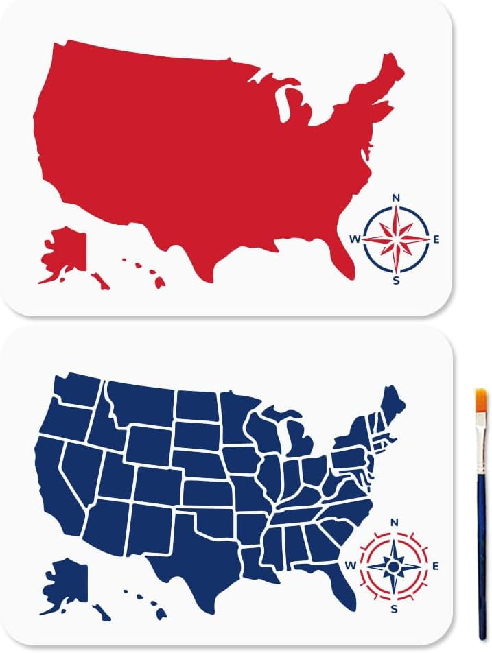 Wellsay MAOYDIY 2Pcs ted States Map Outline Stencil for Painting USA ...