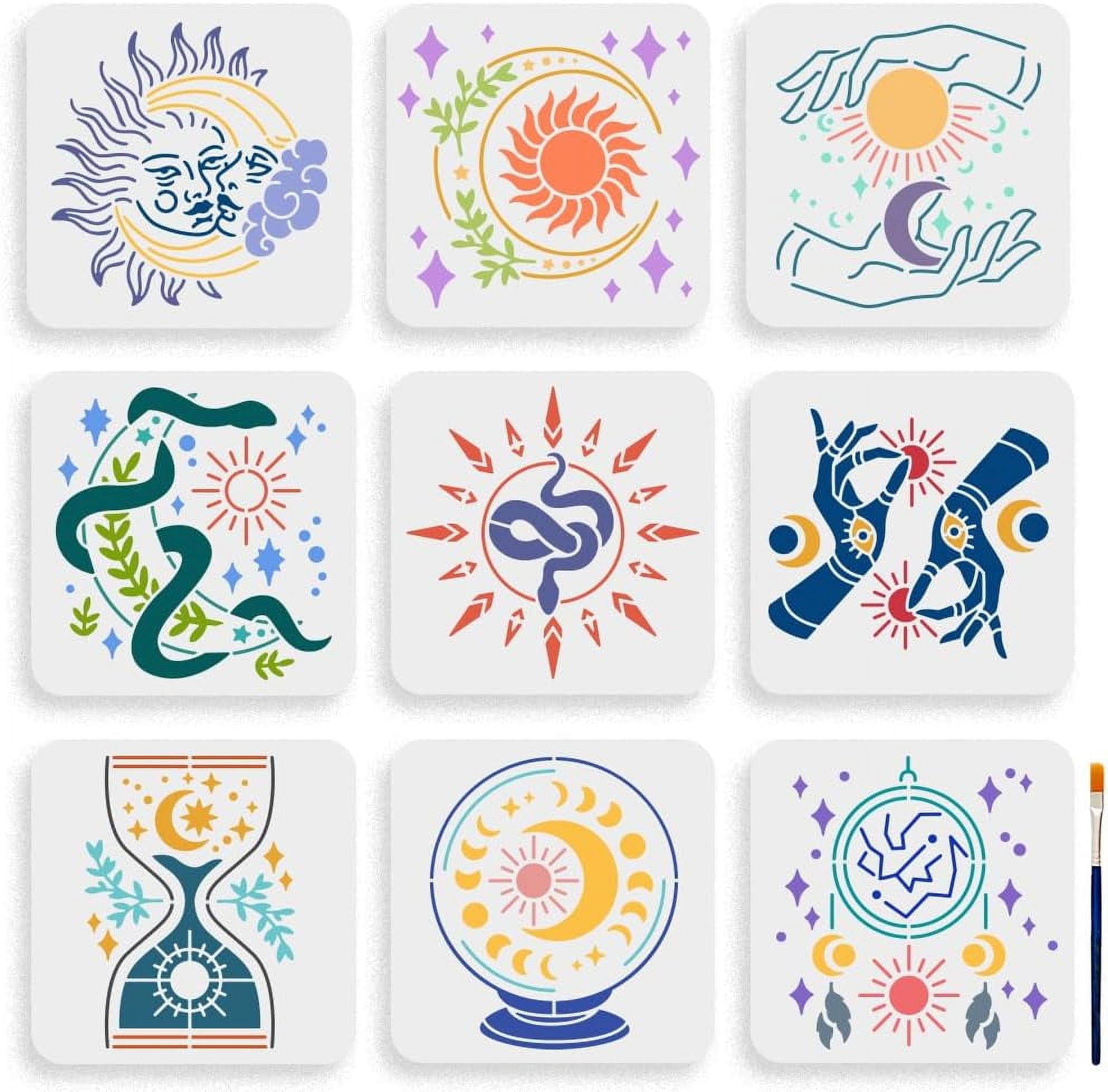 Wellsay MAOYDIY 9pcs Sun and Moon Divination Stencil 7.8×7.8inch ...