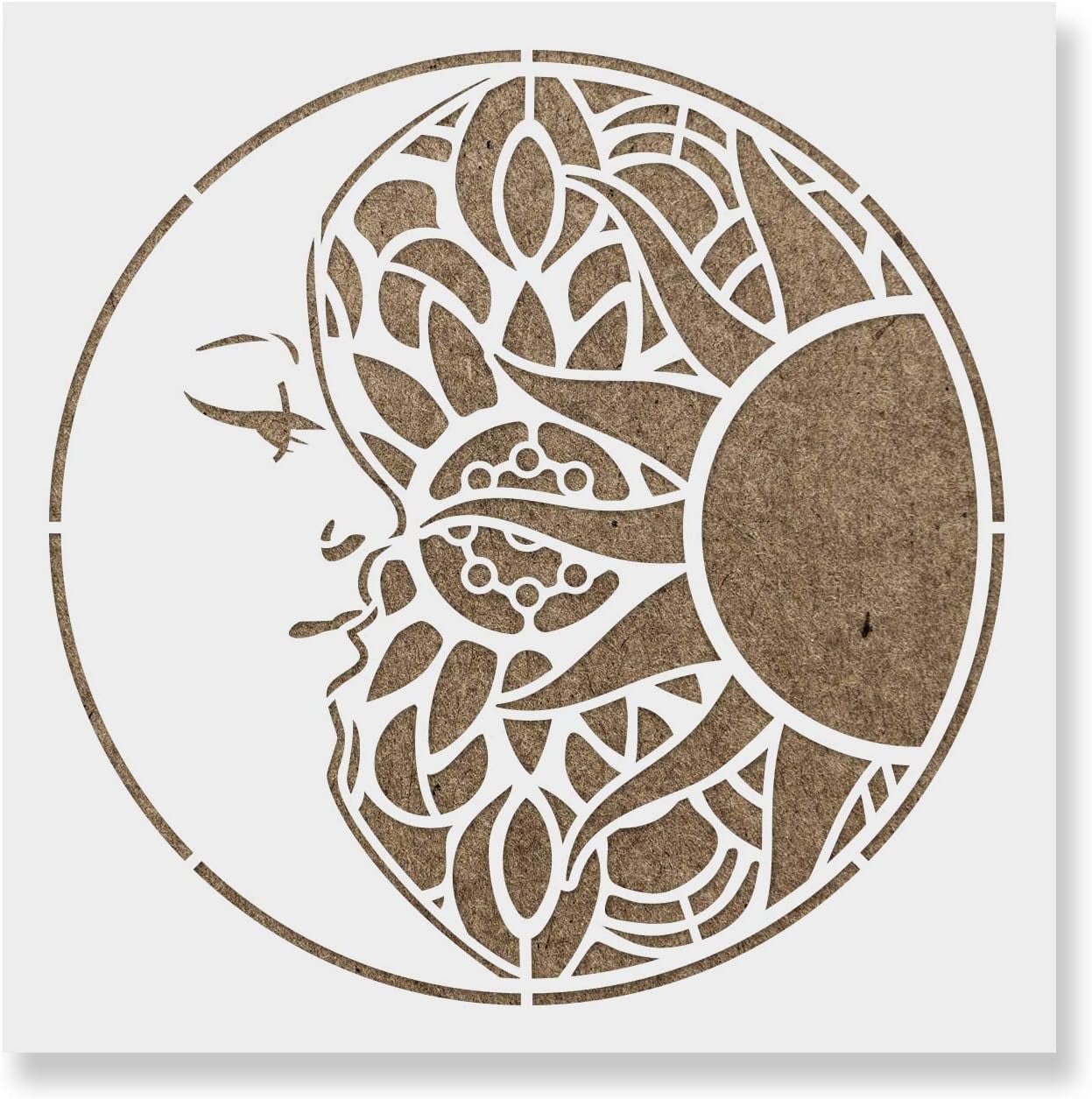 Wellsay Mandala Sun and Moon Stencil - Moon Stencil, Mandala Templates ...