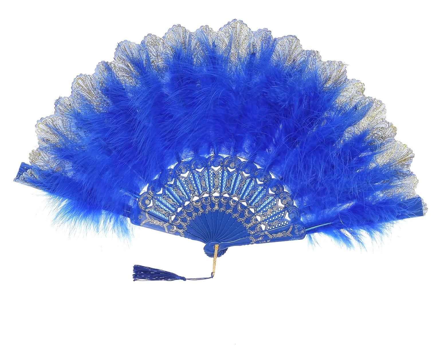 Wellsay Marabou Fan 20s Flapper Hand Fan for Costume Dancing (Dark Blue ...
