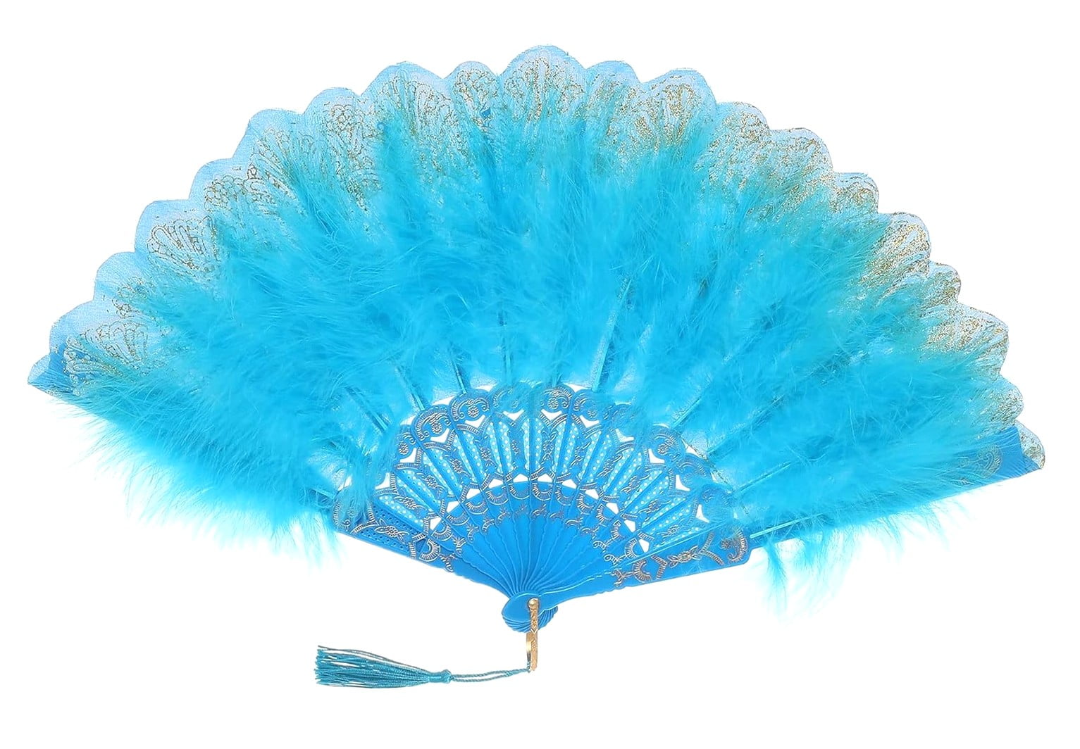 Wellsay Marabou Fan 20s Flapper Hand Fan for Costume Dancing (Light ...