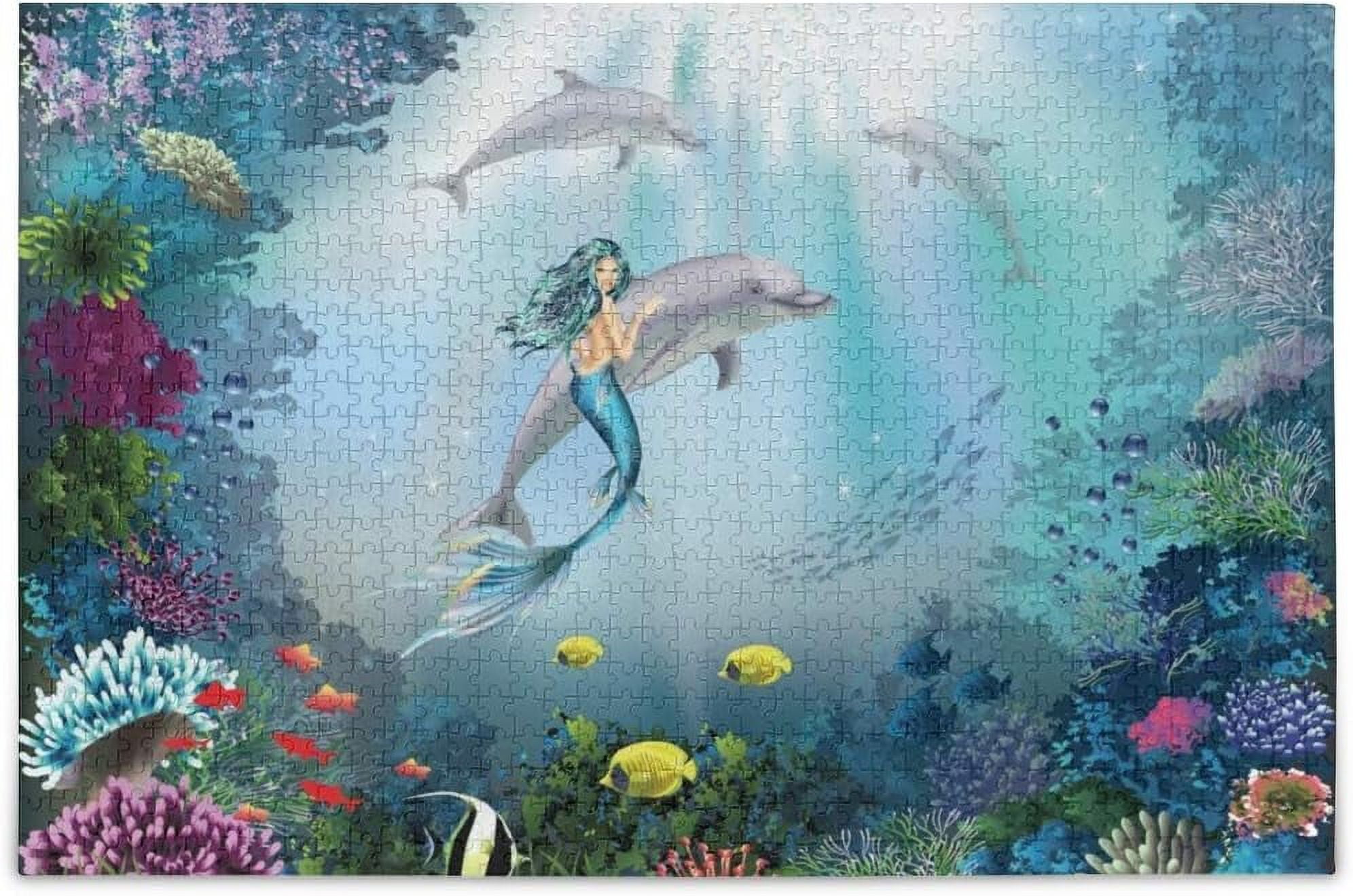 Wellsay Marine Sea Life Underwater World Dolphin Mermaid Fish Coral ...