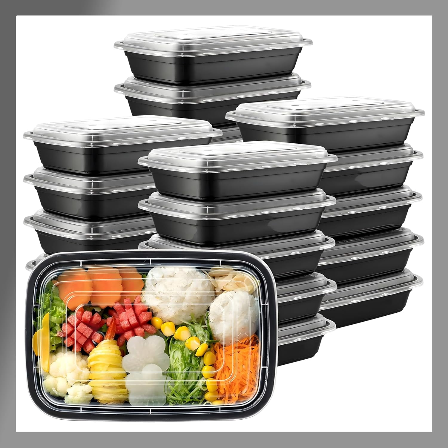 Wellsay Meal Prep Containers [10 Set] 24 oz with Lids, 1 compartment ...