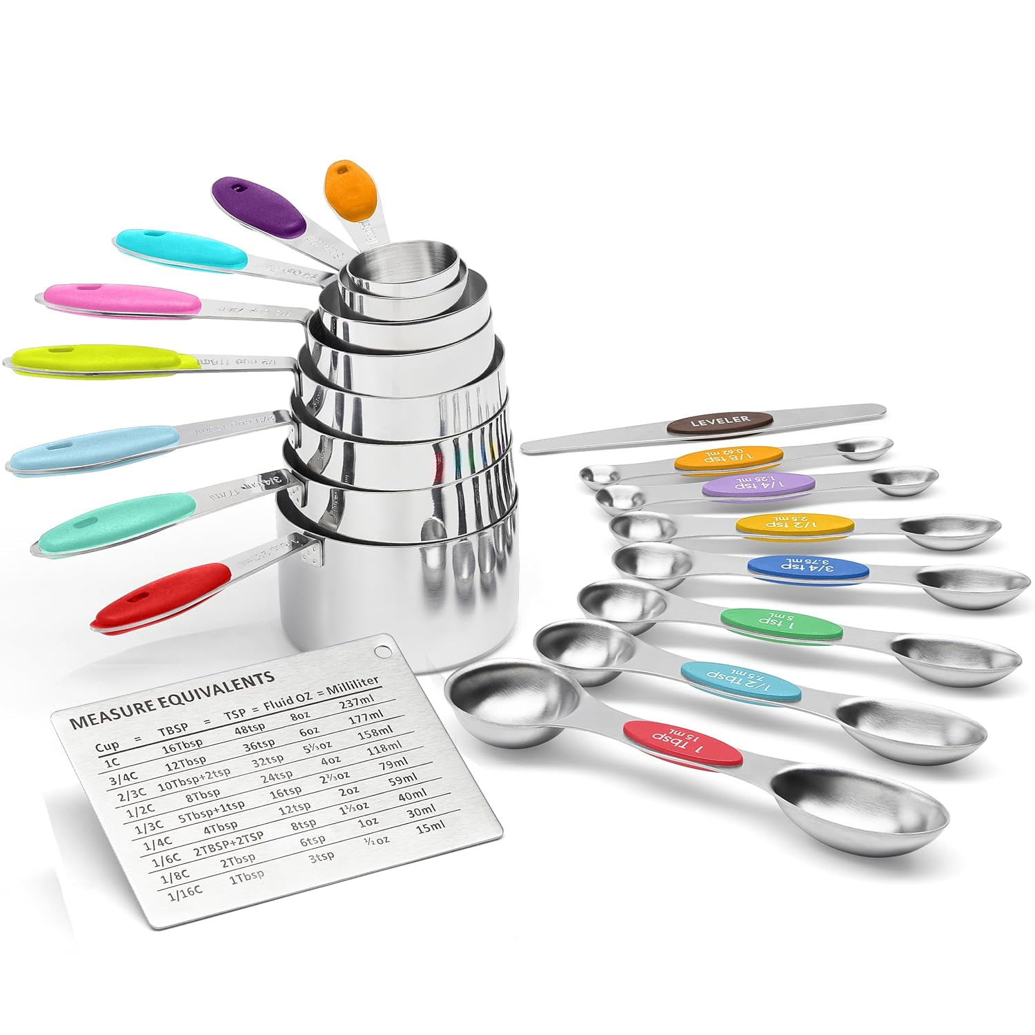 Wellsay Measuring Cups 17-Piece Measuring Set with Cups and Spoons ...