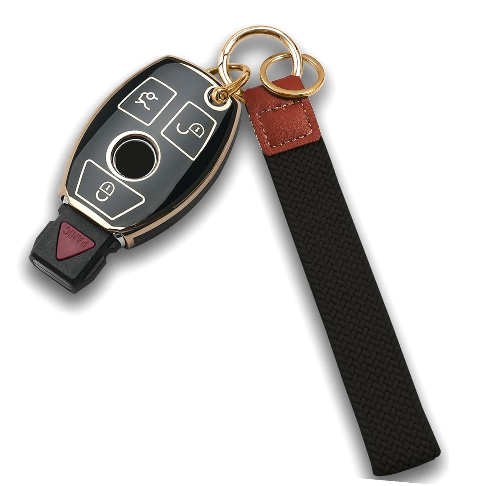 Wellsay Mercedes Key Fob Protector with Wrist Strap, Soft Key Enclosure ...