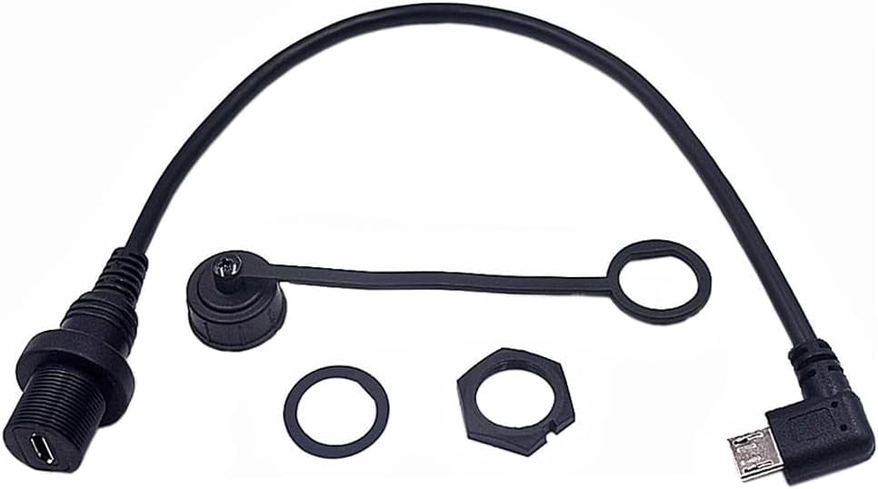 Wellsay Micro USB 5 Pin Flush Mount, 1ft 90 D Right Angle Micro USB ...