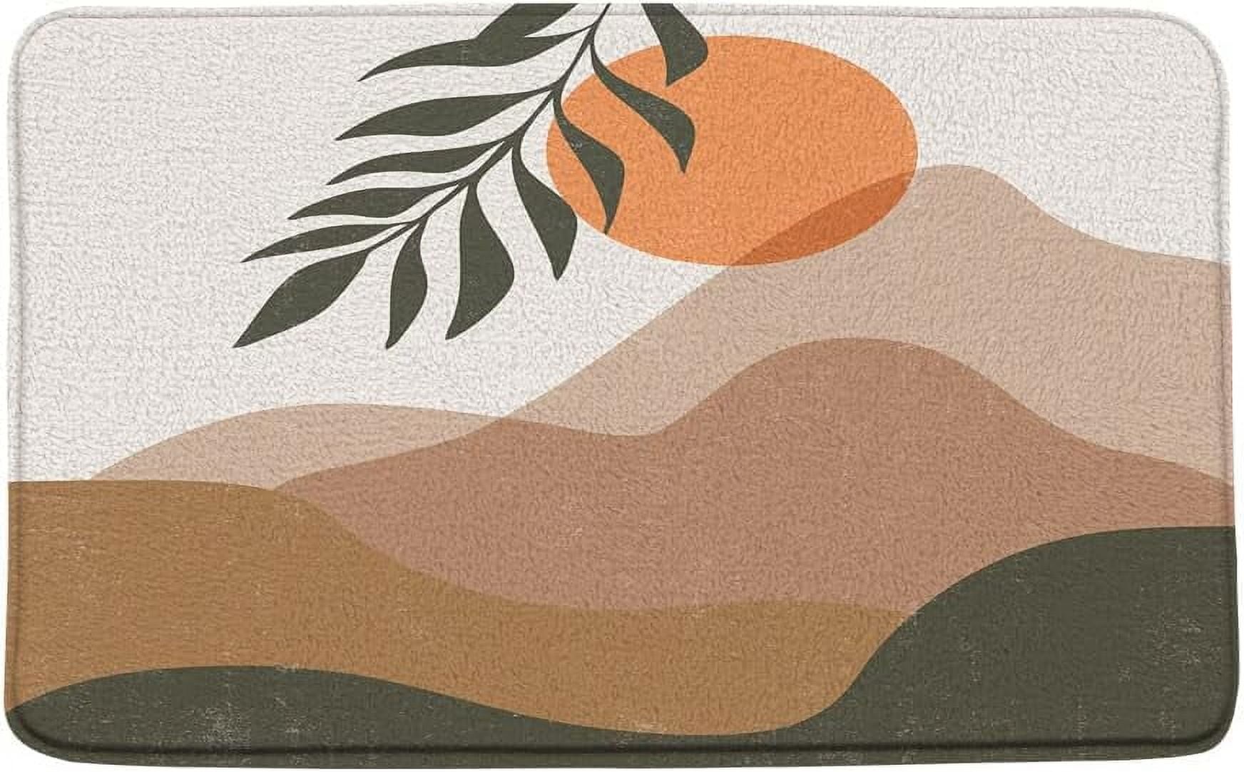 Wellsay Mid Century Boho Bath Mat Modern Abstract Geometric Mountain ...