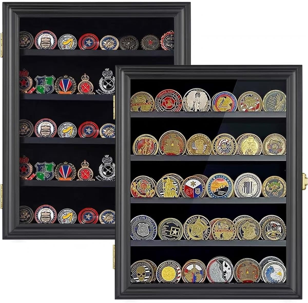 Wellsay Military Challenge Coin Display Case Holder, Lockable Wooden ...