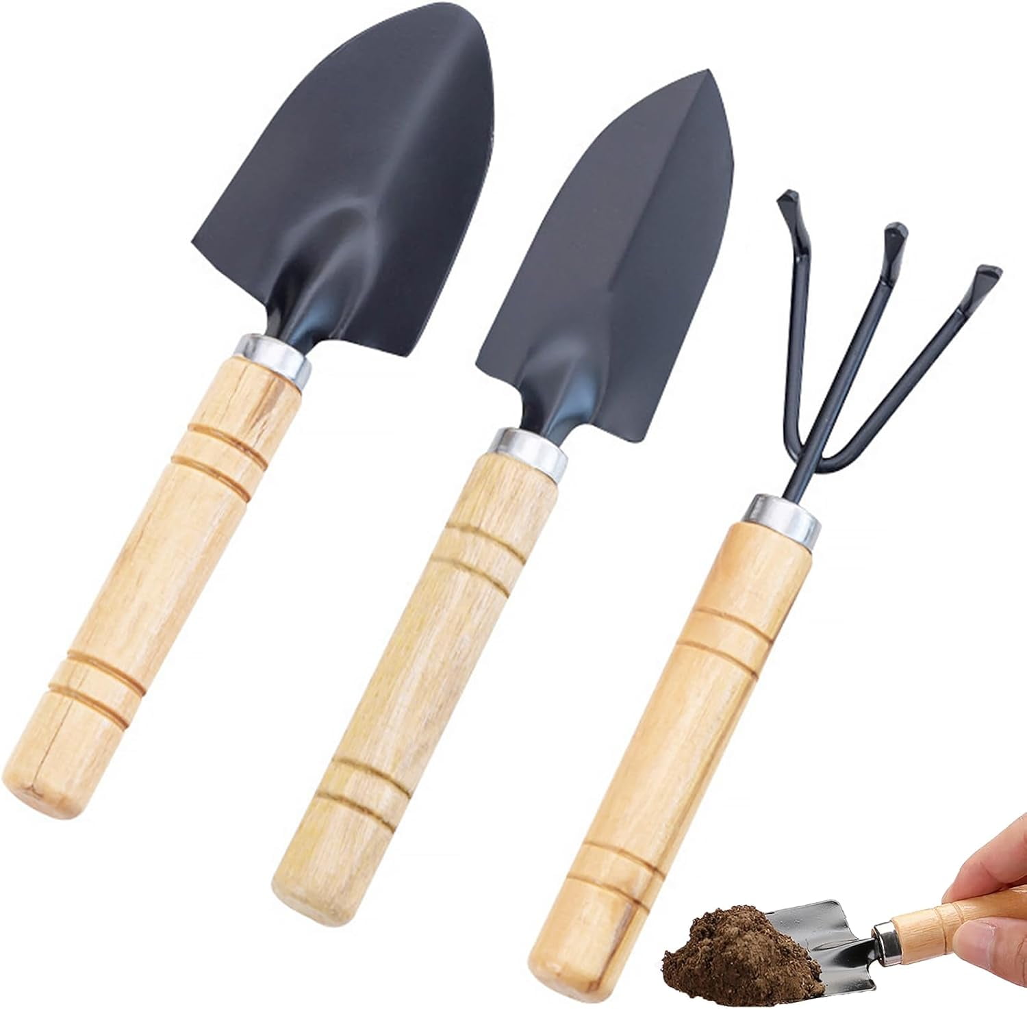 Wellsay Mini Garden Tools, 3-Piece Steel Gardening kit, Including Hand ...