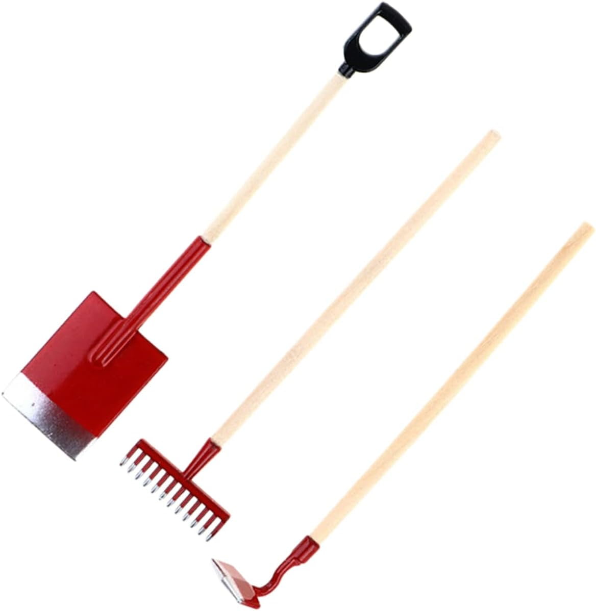Wellsay Miniature Garden Tool Set 3pc Dollhouse Shovel Rake for 1:12 ...