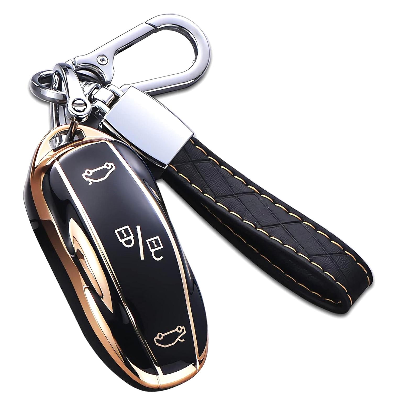 Wellsay Model 3 Y Key Fob Cover with Keychain, Full Protection Soft TPU Case for Smart Remote ...