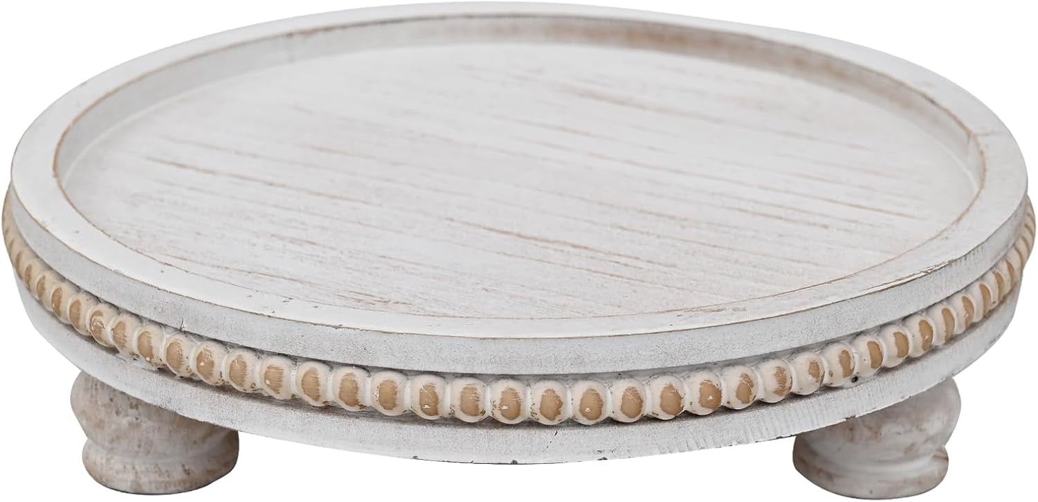 Wellsay Modern Farmhouse Wood Riser with Bead for Display Waterof White ...