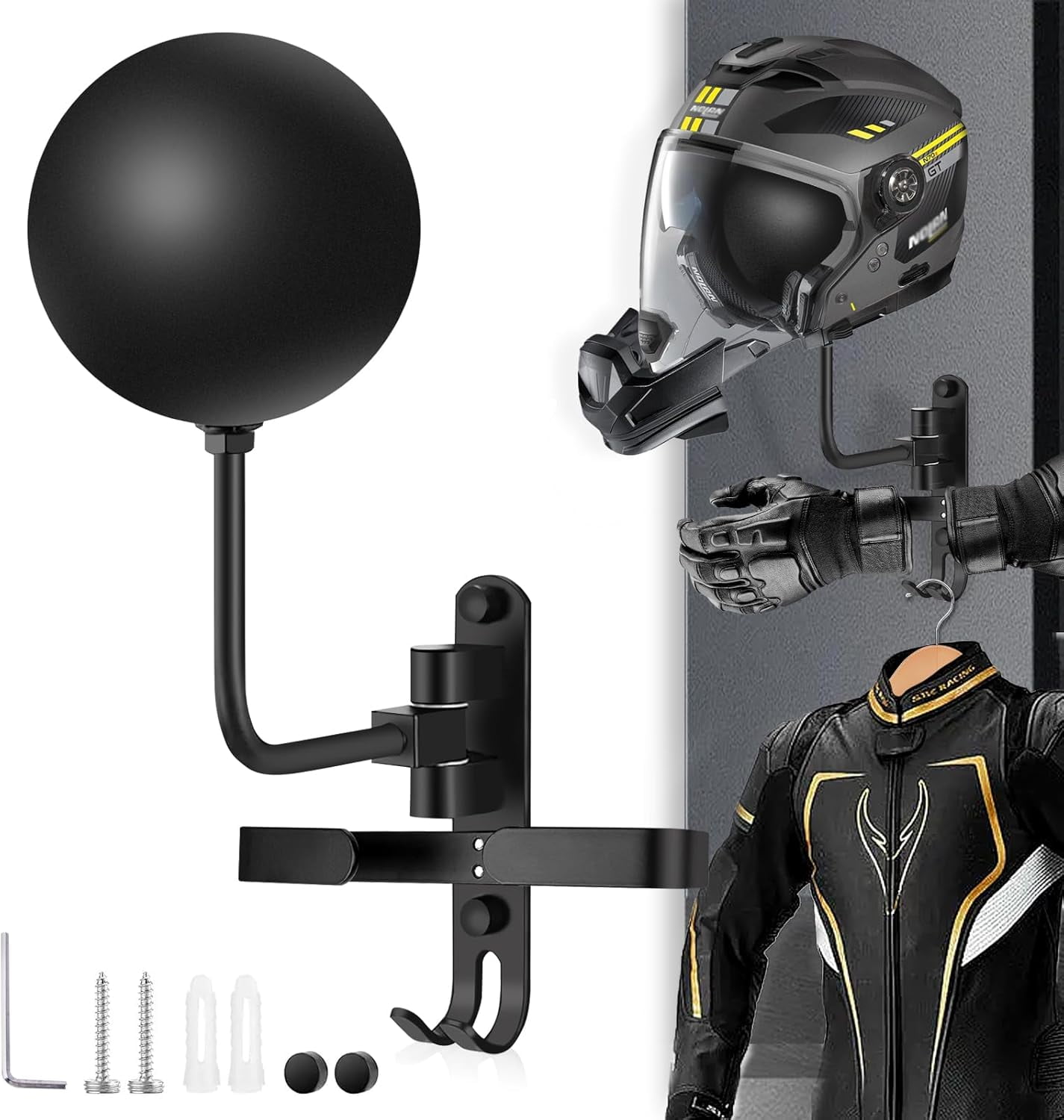 Wellsay Motorcycle Helmet Rack Wall Mount 180 D Rotation Metal Bike ...