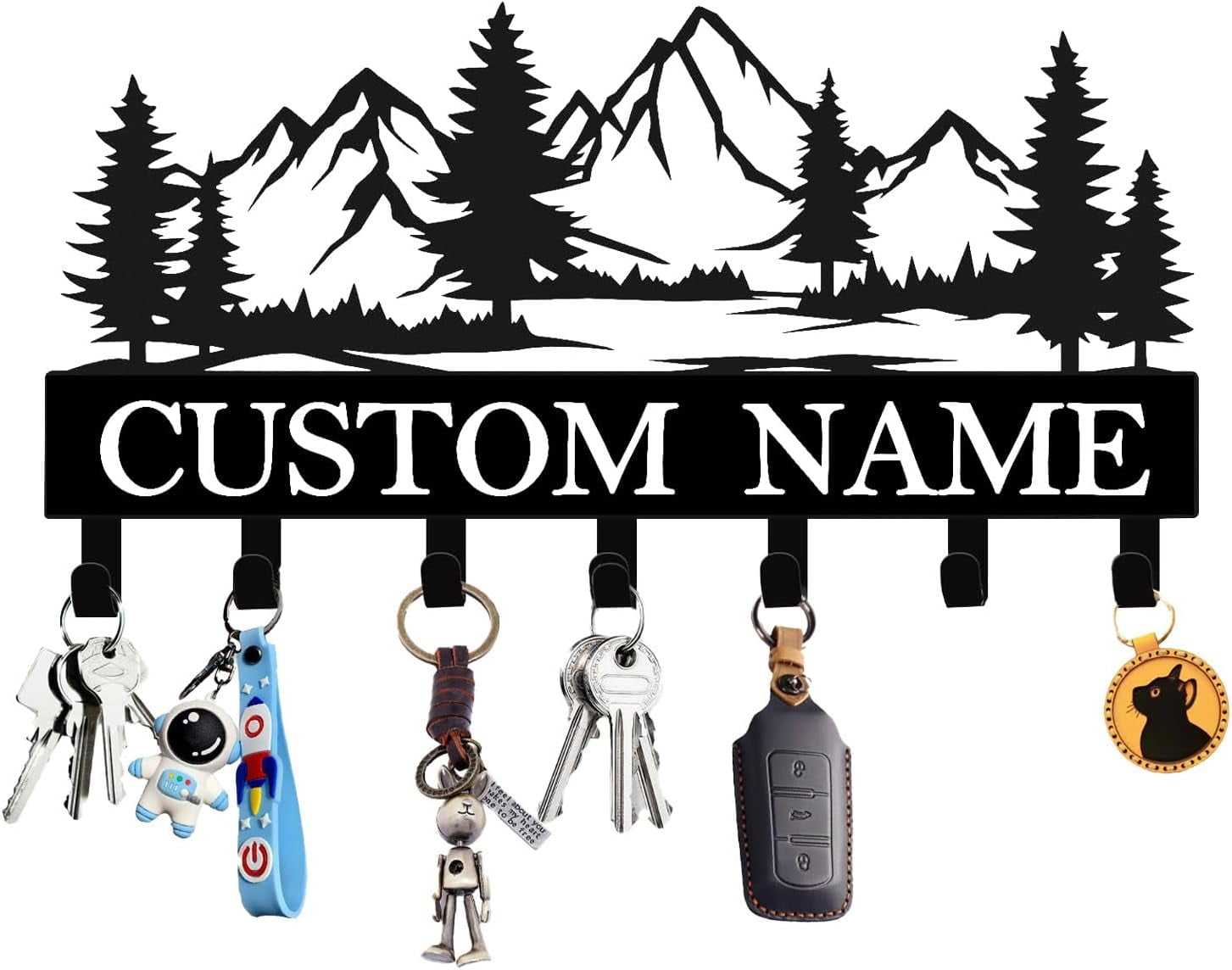 Wellsay Mountain Theme Key Holder, Name Coat Rack Wall Mount, Key Chain ...
