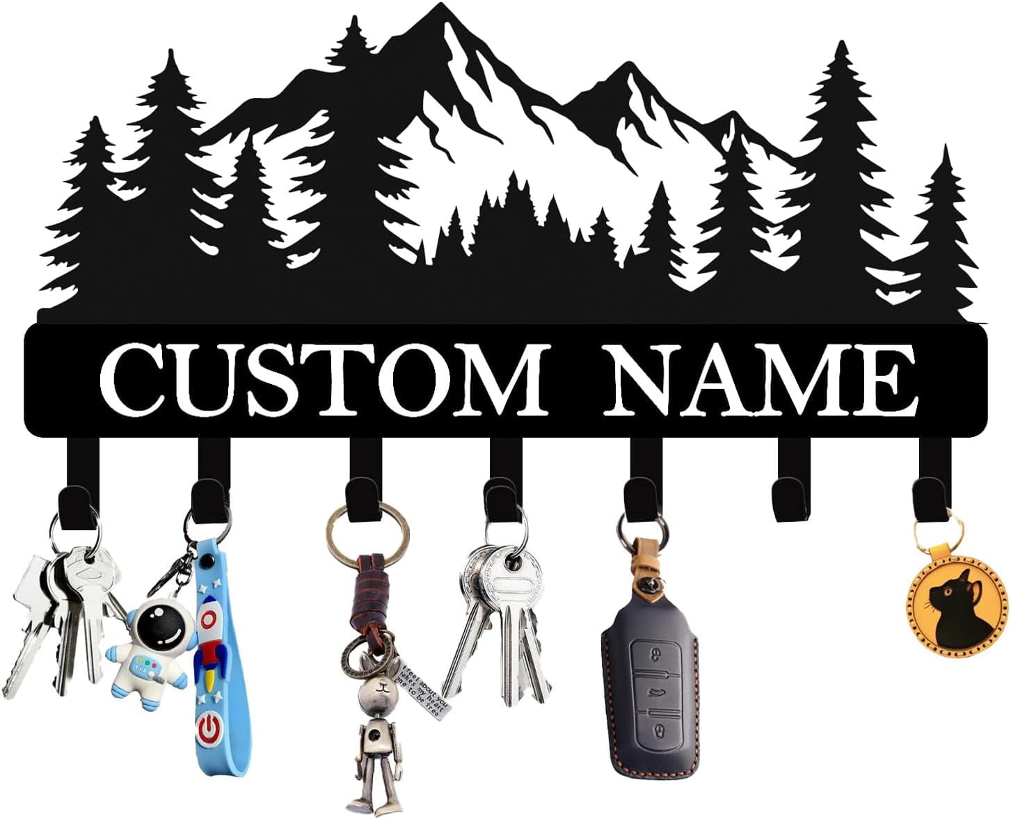 Wellsay Mountain Theme Key Holder, Name Coat Rack Wall Mount, Key Chain ...