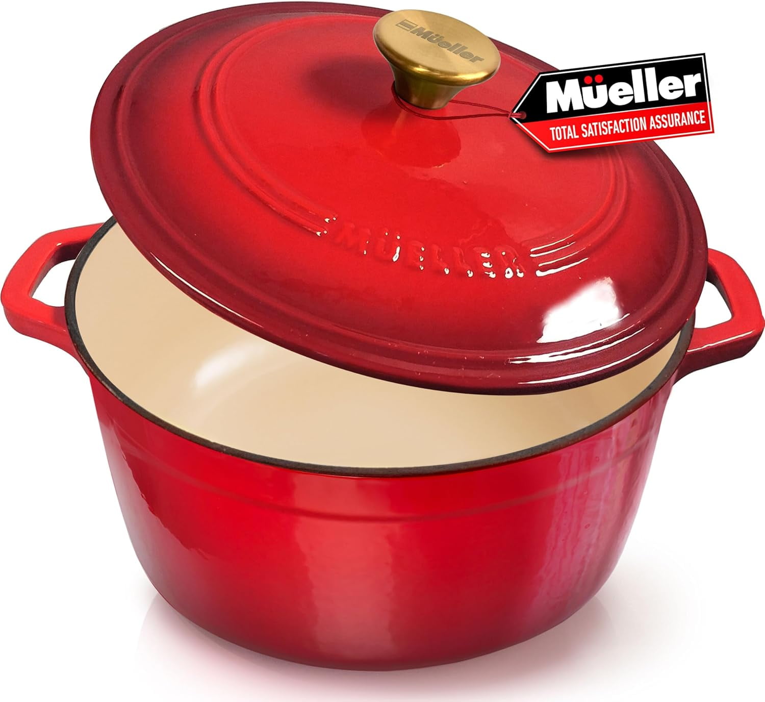 Wellsay Mueller 6 Qt Enameled Cast Iron Dutch Oven, Heavy-Duty ...