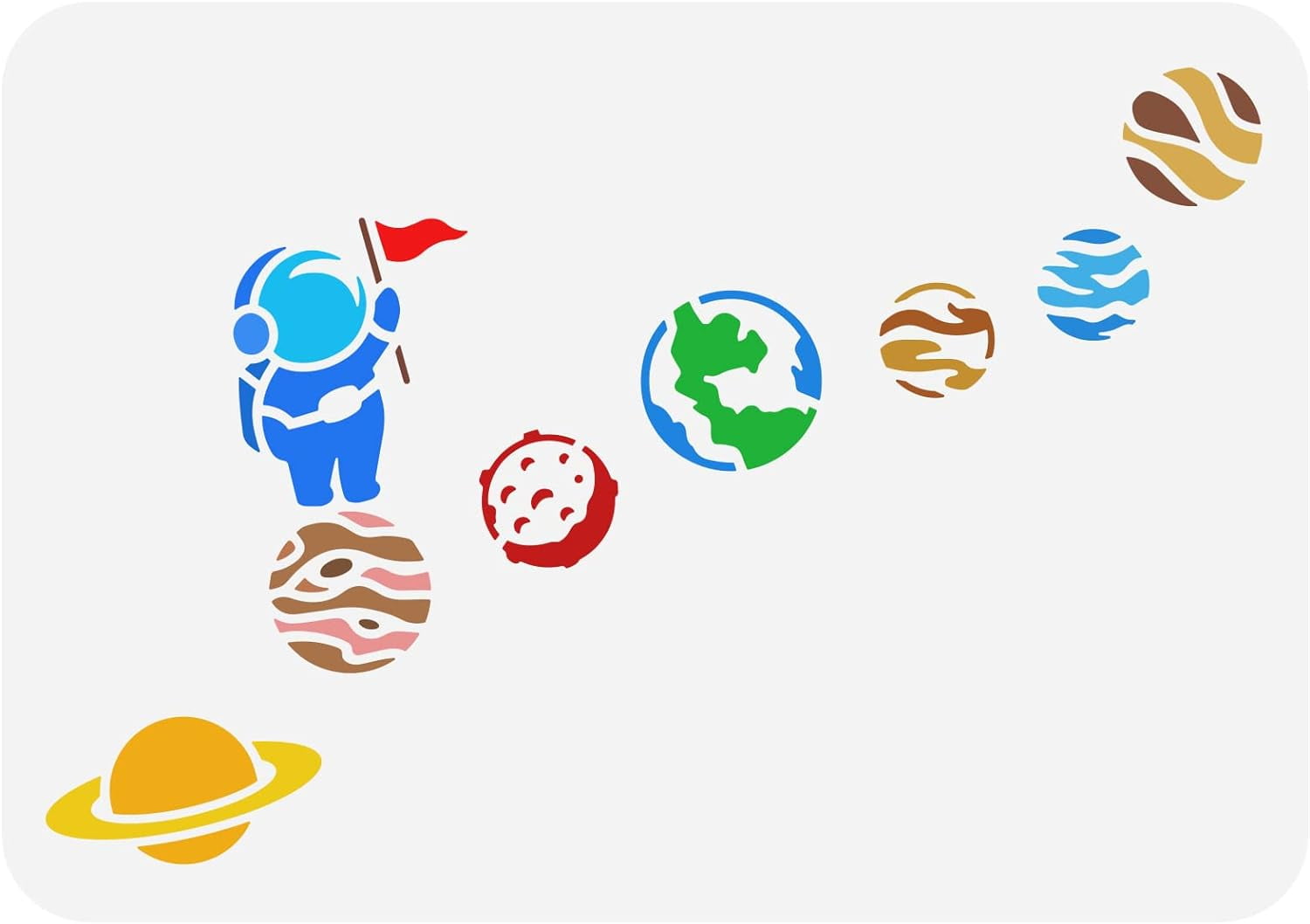 Wellsay NGERINSPIRE Astronaut and Planets Painting Stencil 11.7x8.3 ...