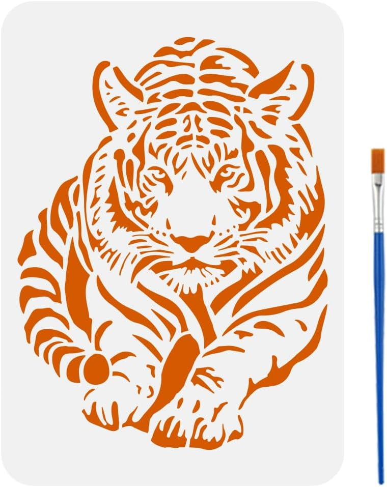 Wellsay NGERINSPIRE Stencil with Paint Brush 8.3x11.7inch Pattern Stencil Croung Painting ...