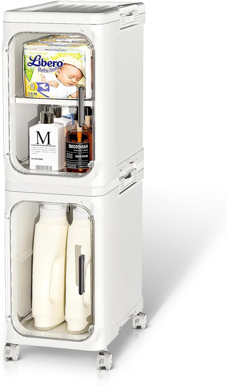 Wellsay Narrow Bathroom Storage Cabinet with Movable Wheels, Slim ...