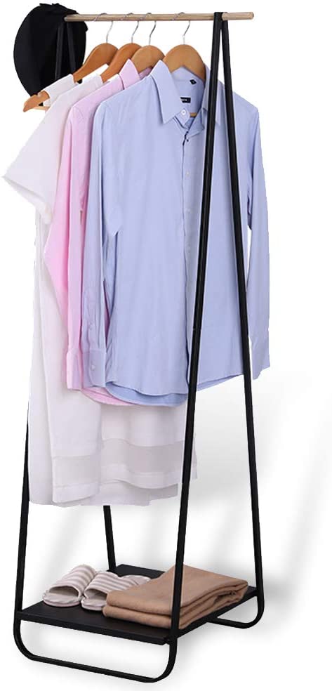 Wellsay Narrow Clothes Rack Garment Rack with Shelf 1-Tier Coat ...