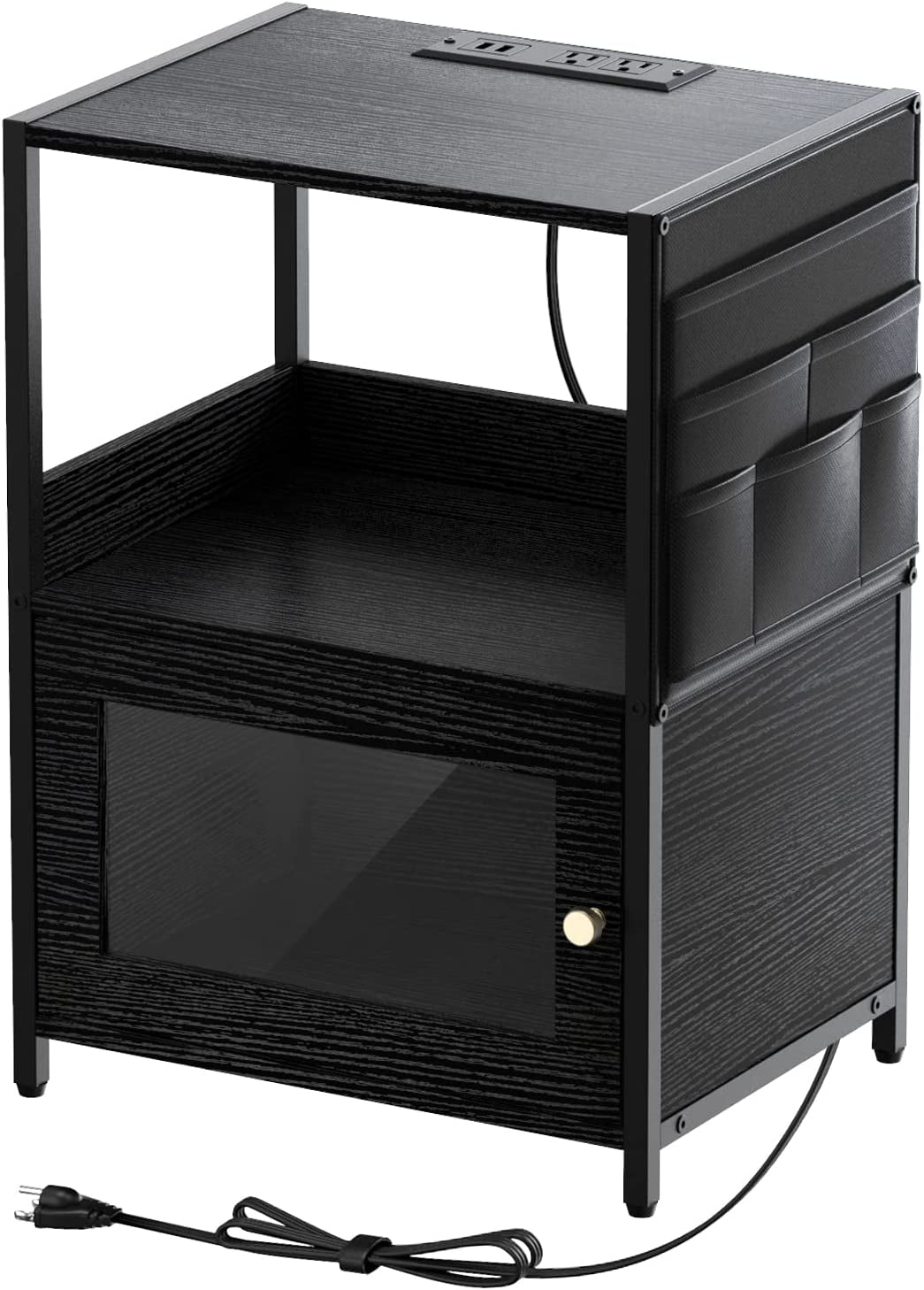 Wellsay Narrow End Table with Charging Station, Small Space Side Table ...