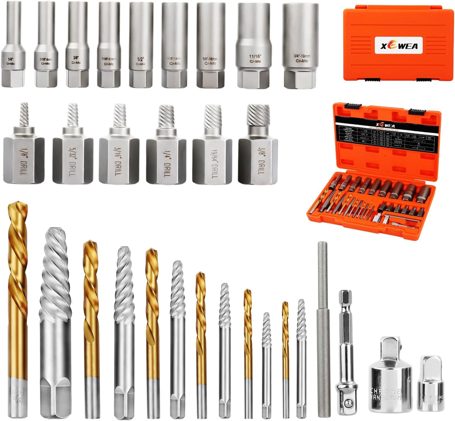 Wellsay New Kit 32PCS Upgrade Screw & Deep Bolt Extractor with Left ...