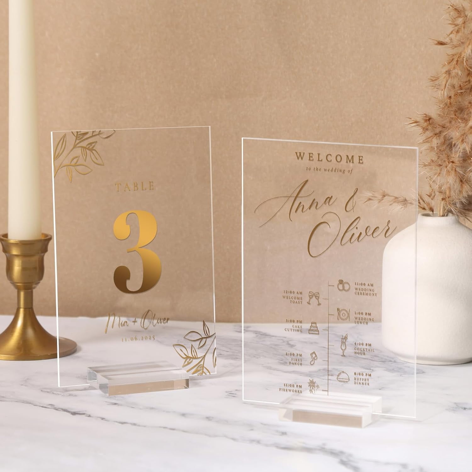 Wellsay OOO 20 Pack Clear Blank Acrylic Sign Acrylic Wedding Table ...