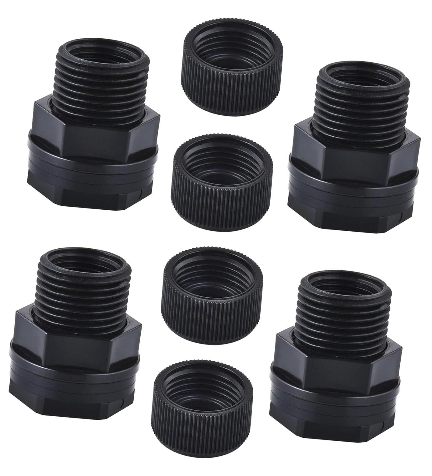 Wellsay PVC Bulkhead Fitting with Plug Double Threaded Bulkhead Water ...