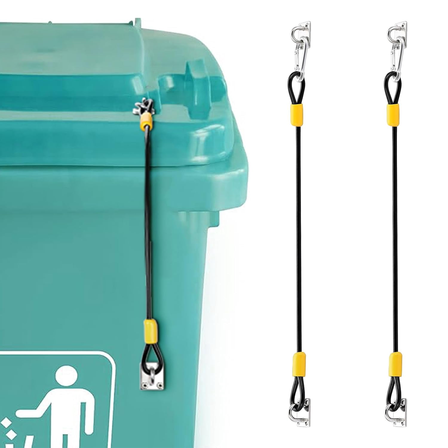 Wellsay Pack of 2 versal Outdoor Bear of Trash Can Lock, Metal Trash ...