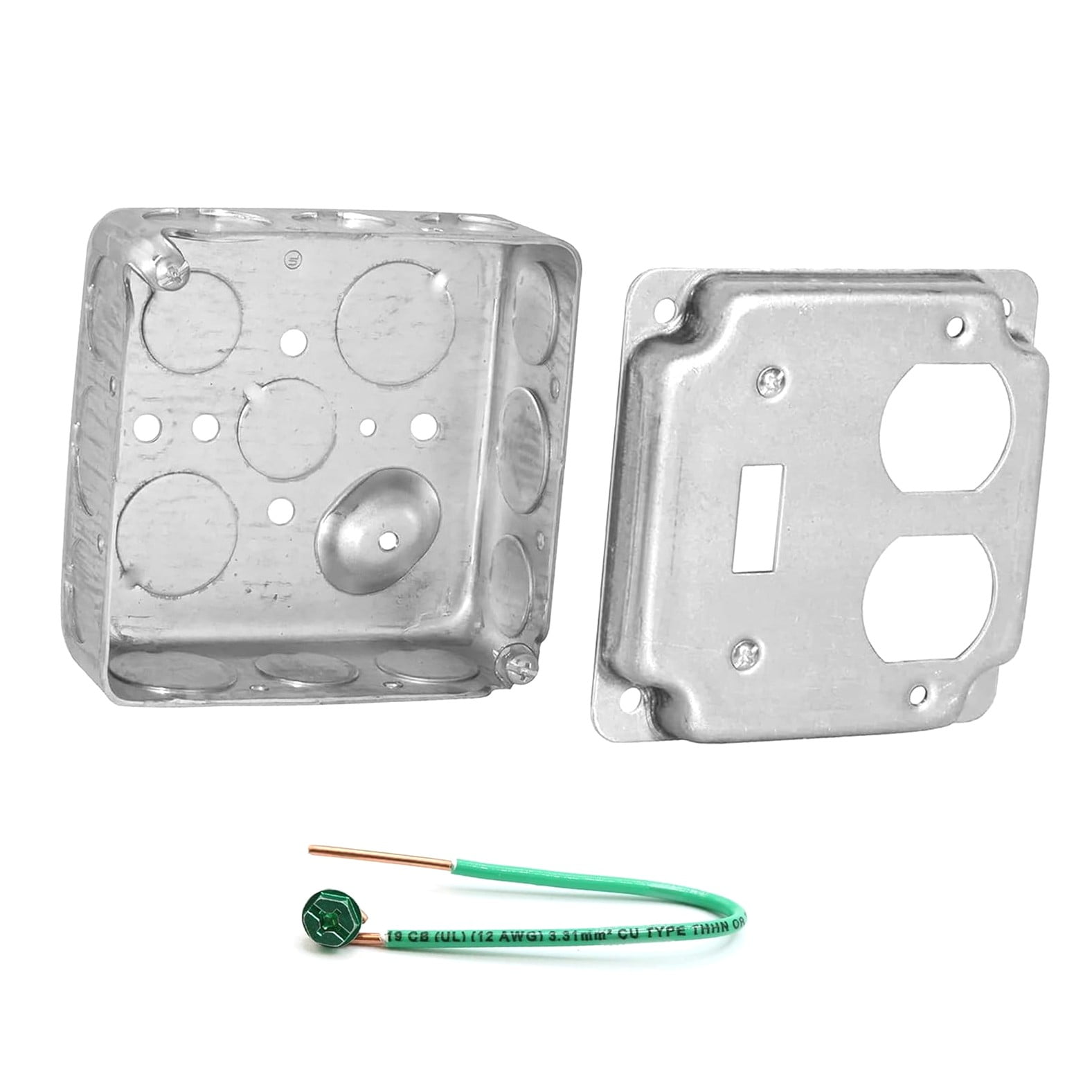 Wellsay (Pack of Box and Cover) -12087, 4-inch Square Electrical Box, 1 ...