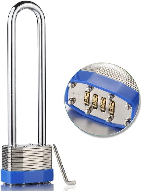 Wellsay Padlock, Combination Lock, Laminated Padlock, with Long Shackle ...