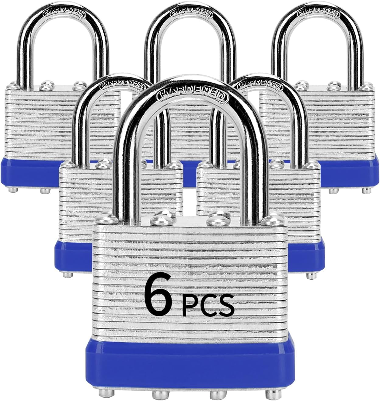 Wellsay Padlocks with Same Key, 6 Pcs Laminated Keyed Padlock (1-9/16 ...
