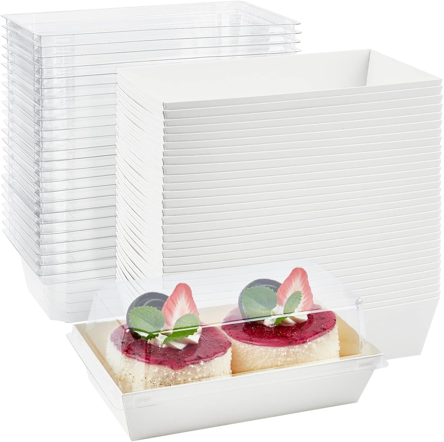 Wellsay Paper Charcuterie Boxes with Clear Lids, 50 Pack Disposable ...