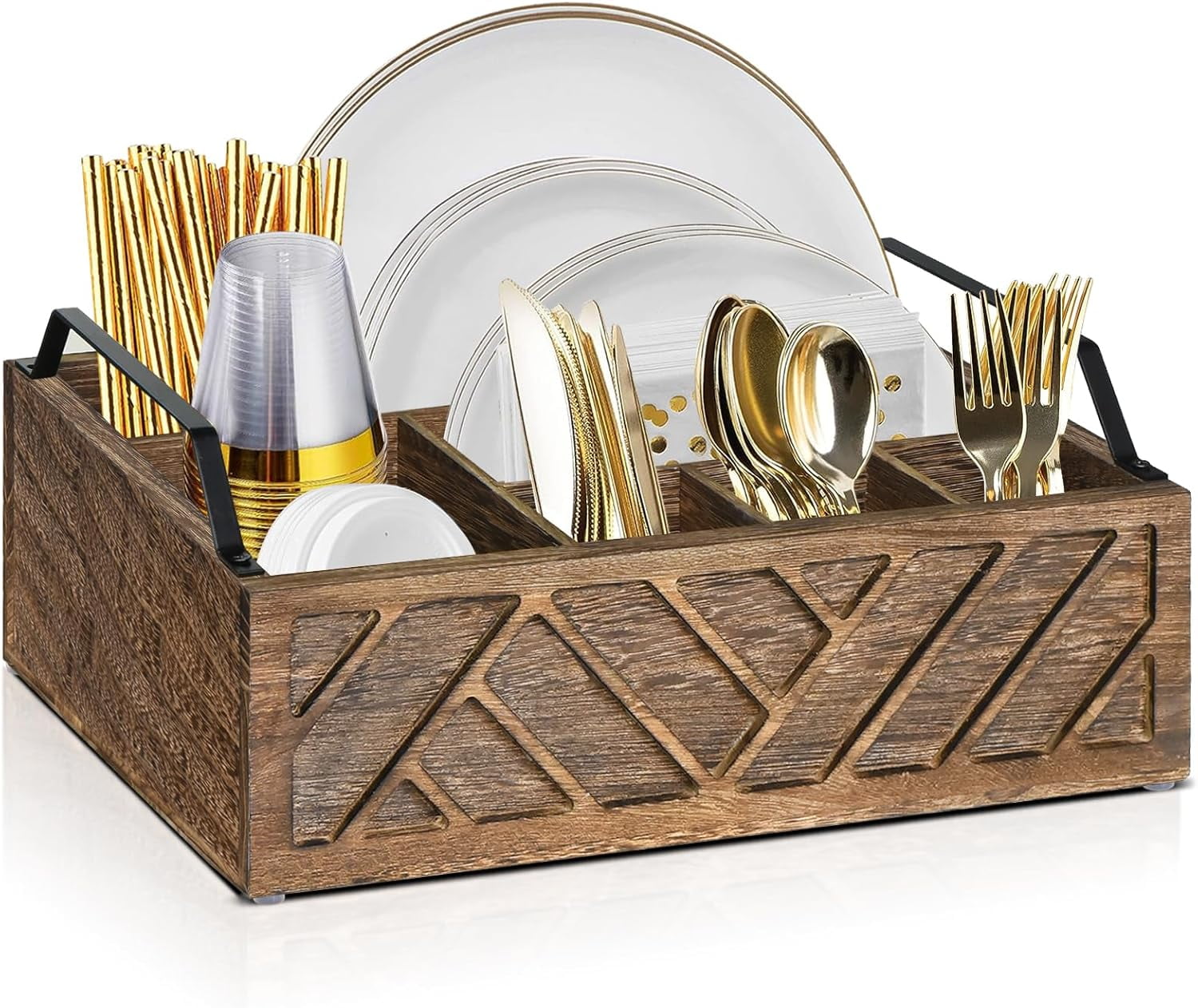 Wellsay Paper Plate Dispenser, Paper Plate Holder for Kitchen Counter ...