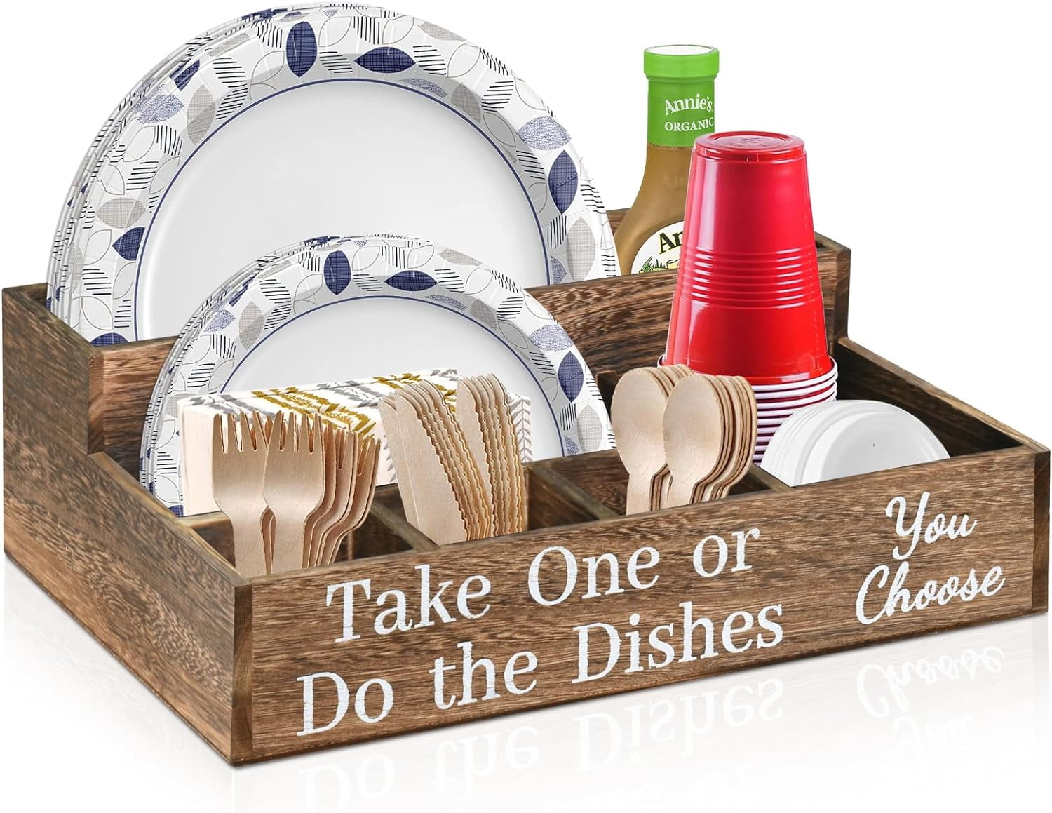 Wellsay Paper Plates Holders for Kitchen Counter, Paper Plate Dispenser ...