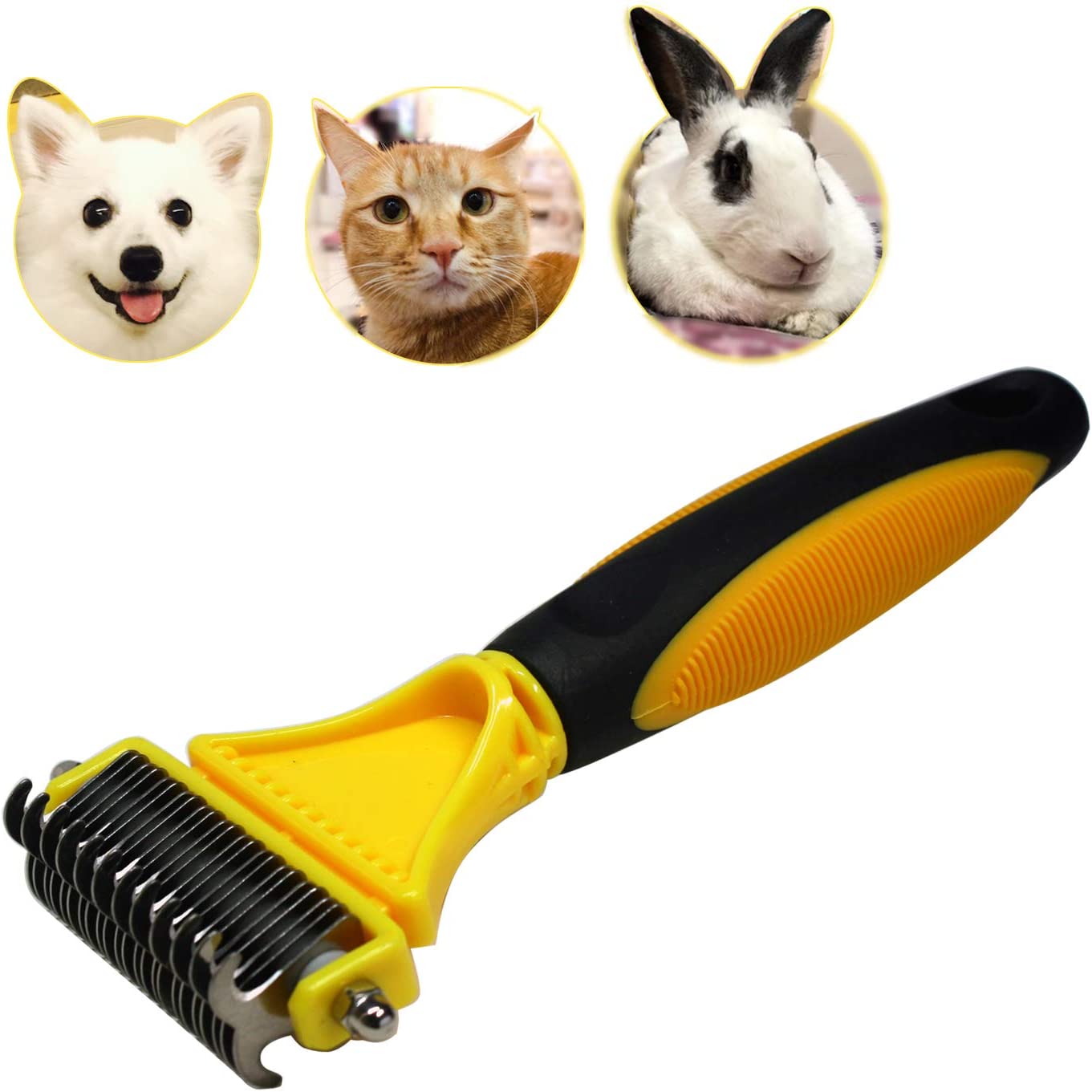 Wellsay Pet Dematting Comb - 2 Sided Undercoat Rake for s & Dogs - Safe ...