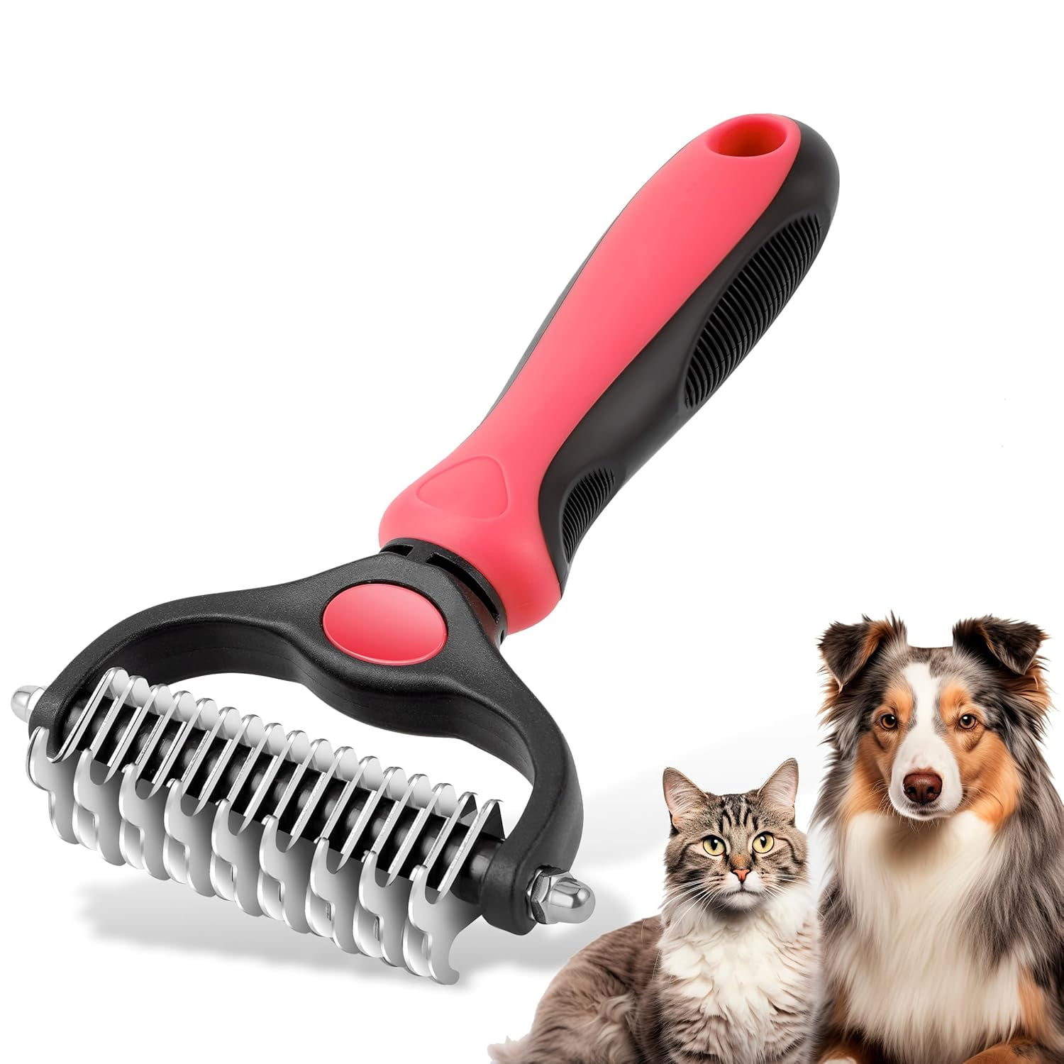 Wellsay Pet ng Brush, Double Sided Undercoat Rake for Dogs & s ...