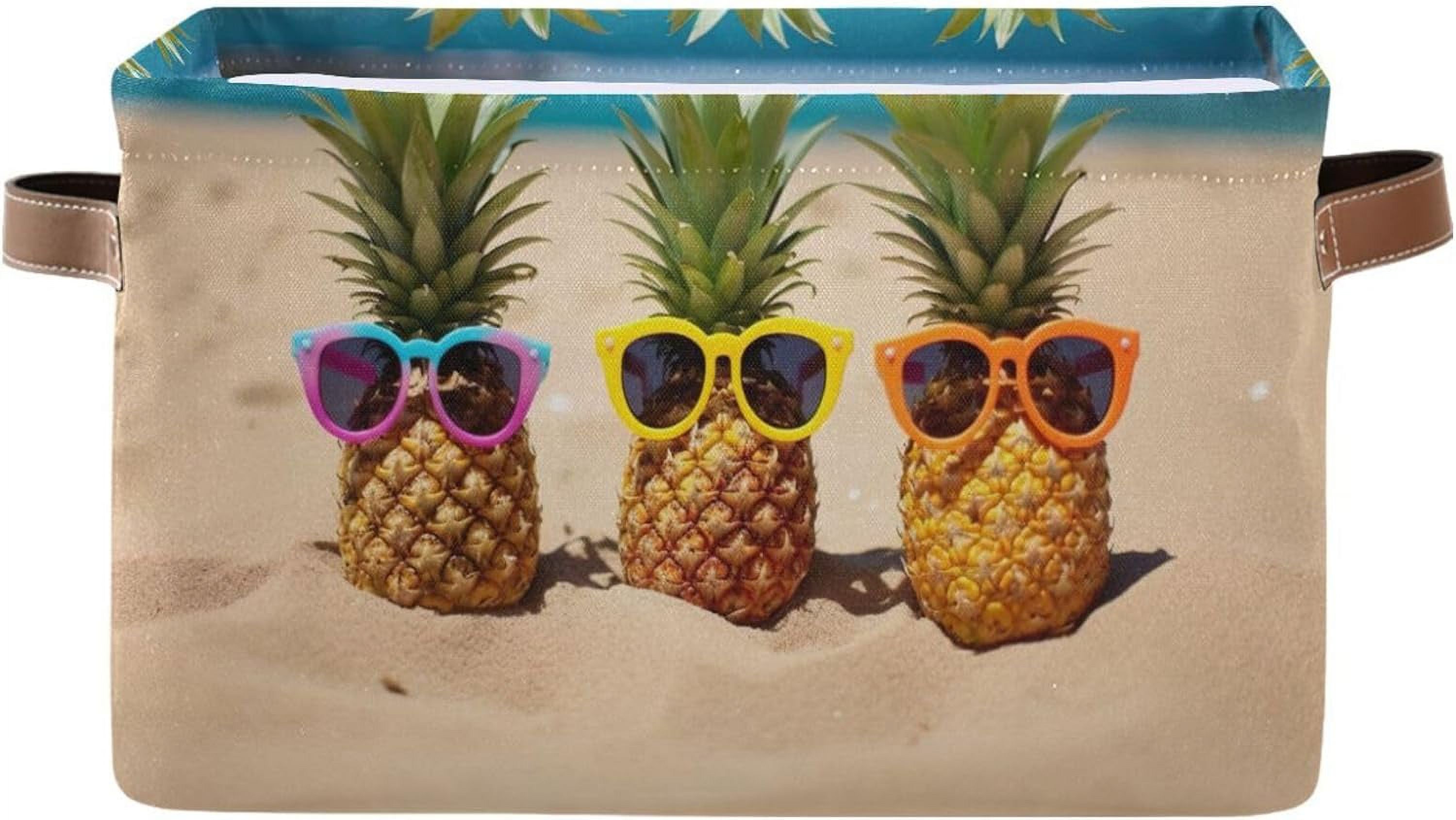 Wellsay Pineapples Beach Shelf Storage Baskets, Foldable Fabric Storage ...