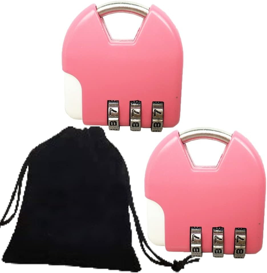 Wellsay Pink Resettable Combination Padlock Lage Locks-3 Digit ...