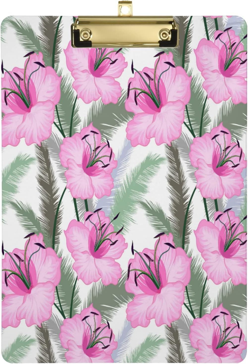 Wellsay Pink Vintage Flower Clipboard Clipboard with Low Profile Gold ...