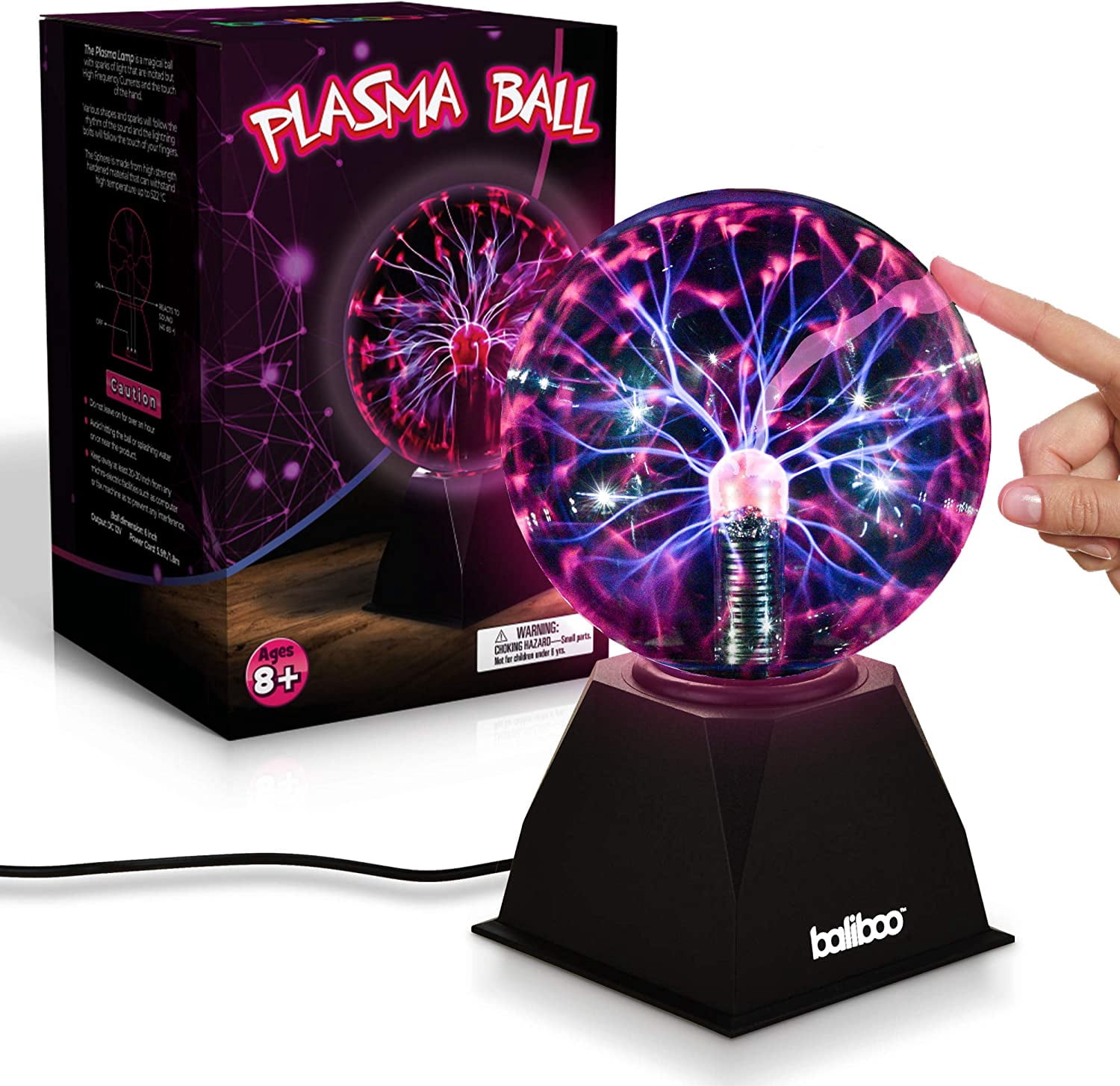 Wellsay Plasma Ball Light, 6 Inches, Touch and Sound Activated ...