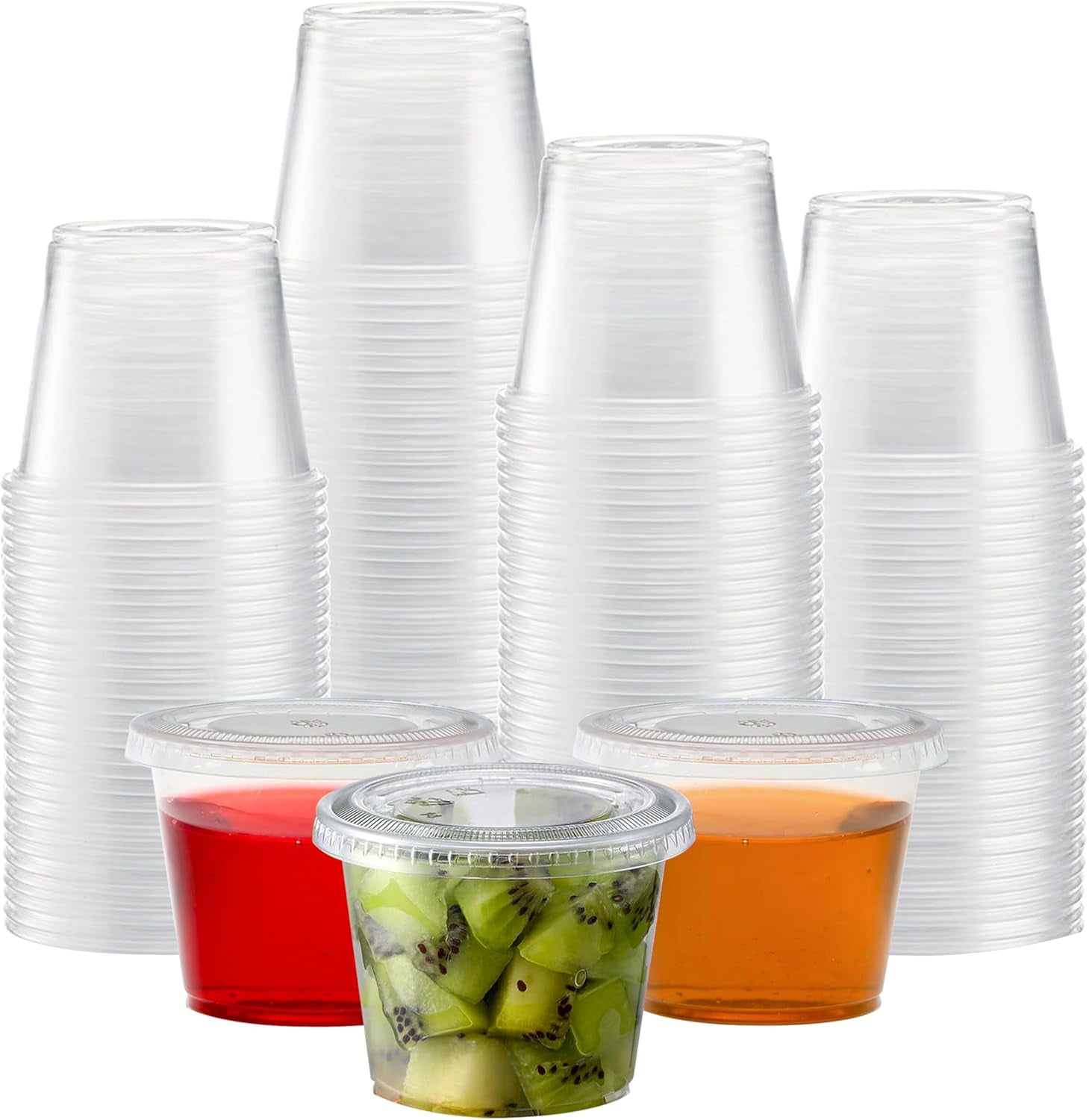 Wellsay Plastic Portion Cups with Lids [5.5 oz-100 Sets] Souf Cups ...