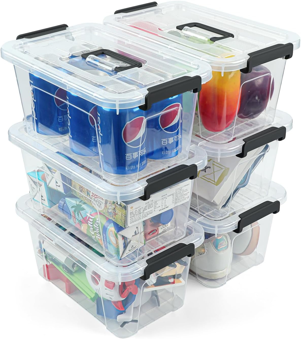 Wellsay Plastic Storage Bins with Lids 6 Pack Storage Organizer, 7 ...