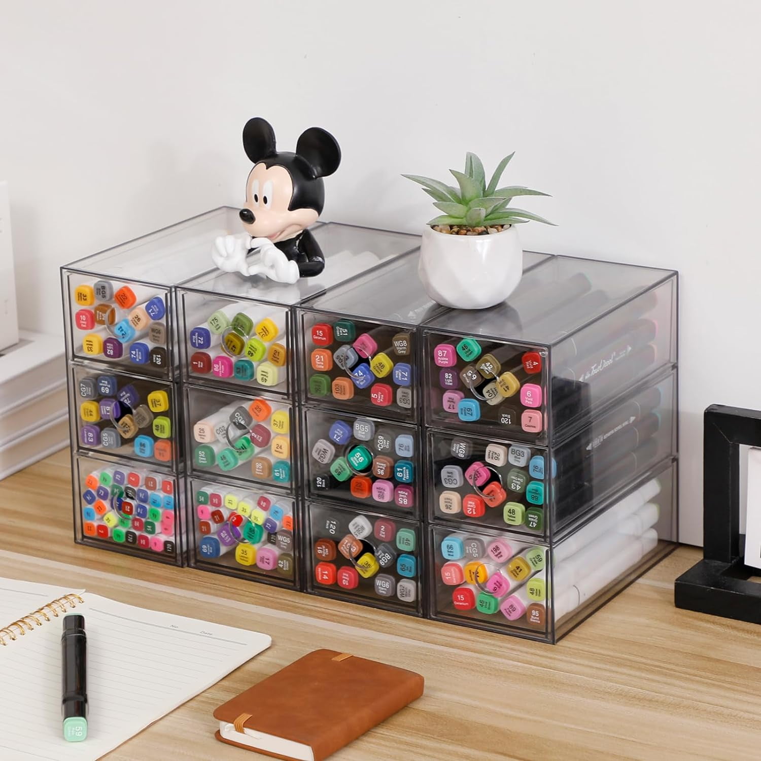 Wellsay Plastic Storage Drawers, Home Office Supplies Organizer for ...