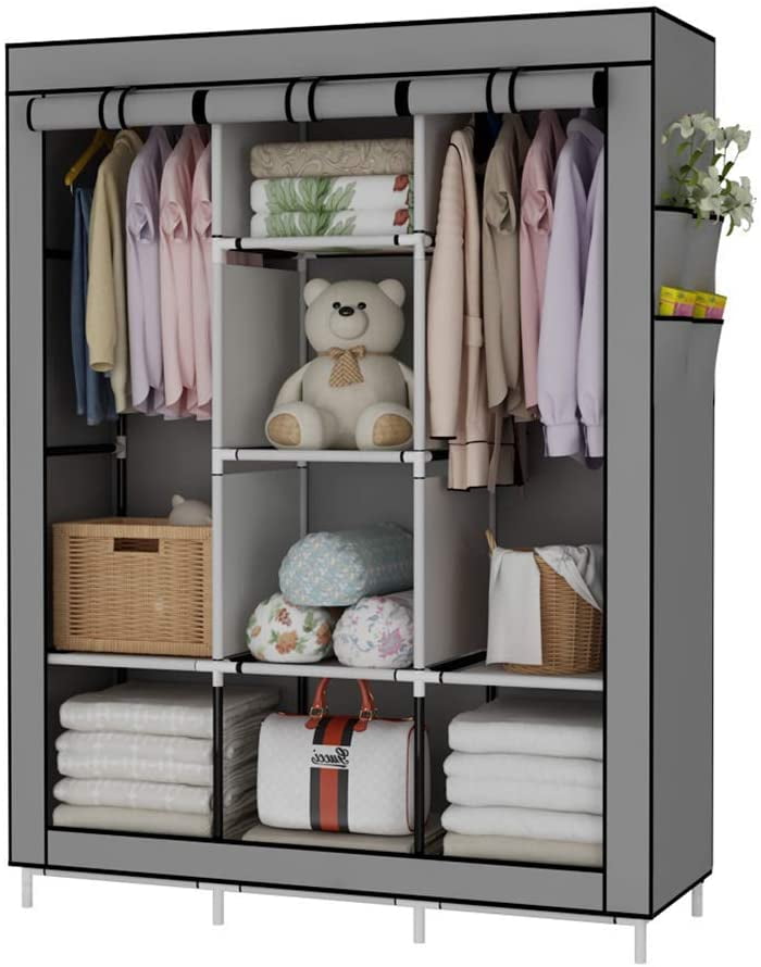 Wellsay Portable Wardrobe Closet Clothes Organizer No-Woven Fabric ...