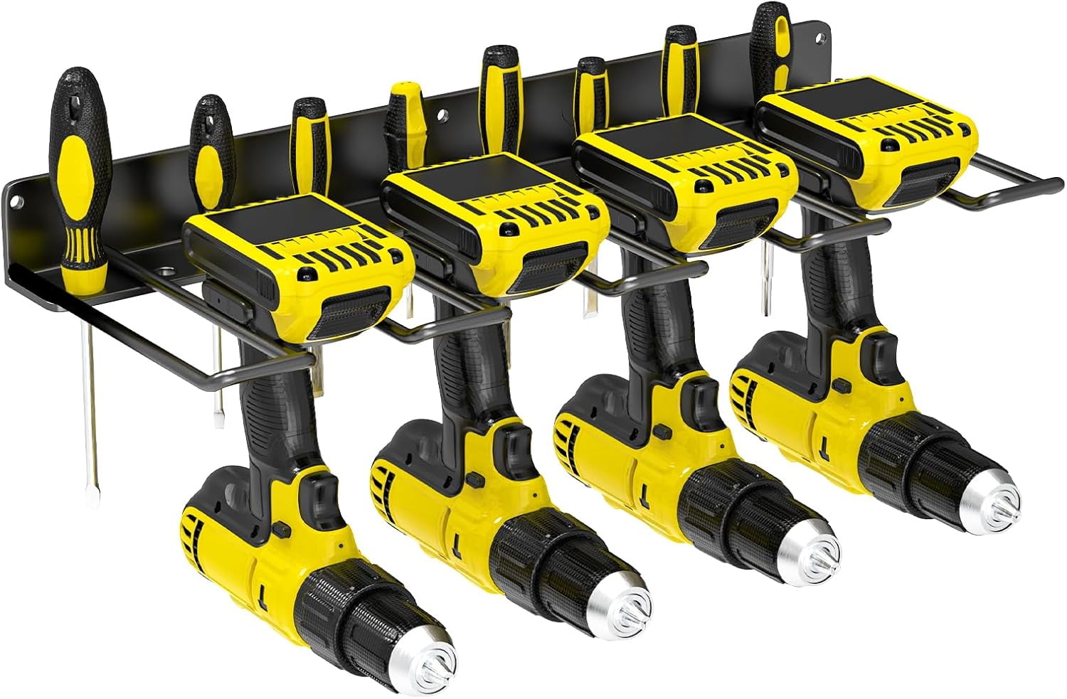 Wellsay Power Tool Organizer,Drill Holder Wall Mount, 4 Cordless Drill ...